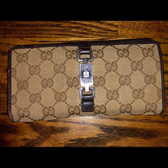 Gucci | Bags | Gucci Push Pin Closure Checkbook Size Wallet | Poshmark